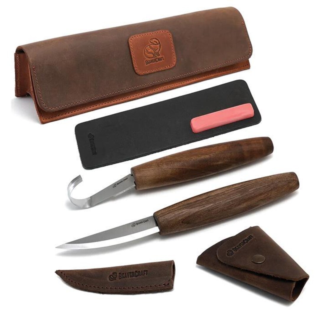 Beavercraft S01X BROWN Spoon Carving Tool Set (c4x + Sk5rx + Honing Acc ...