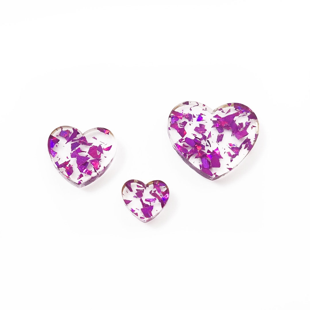 Rothko and Frost Purple Chunky Glitter Acrylic Jewellery Making Heart ...