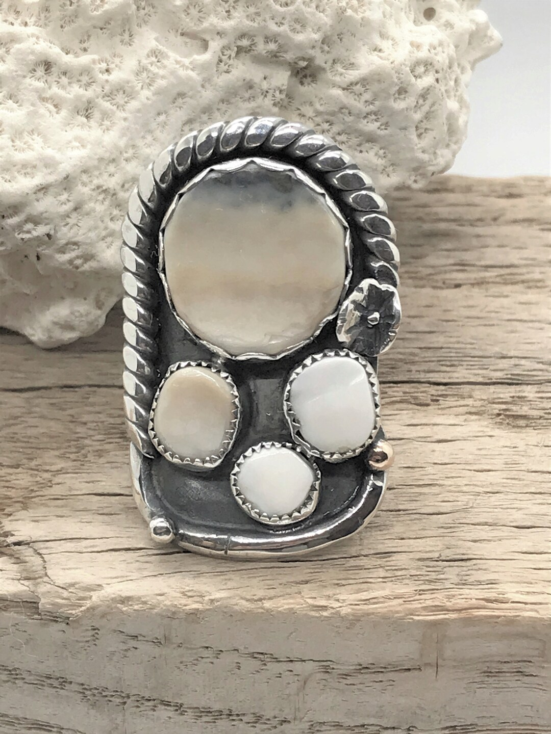 Clam Shell Ring, Hand-picked & Hand-cut, Set in Sterling Silver With ...