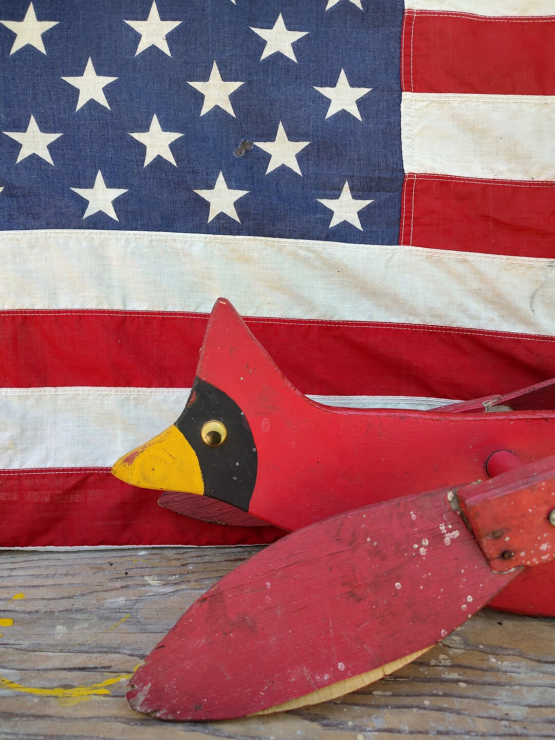 Vintage Wooden Folk Art Cardinal Whirly Gig Handmade - Etsy