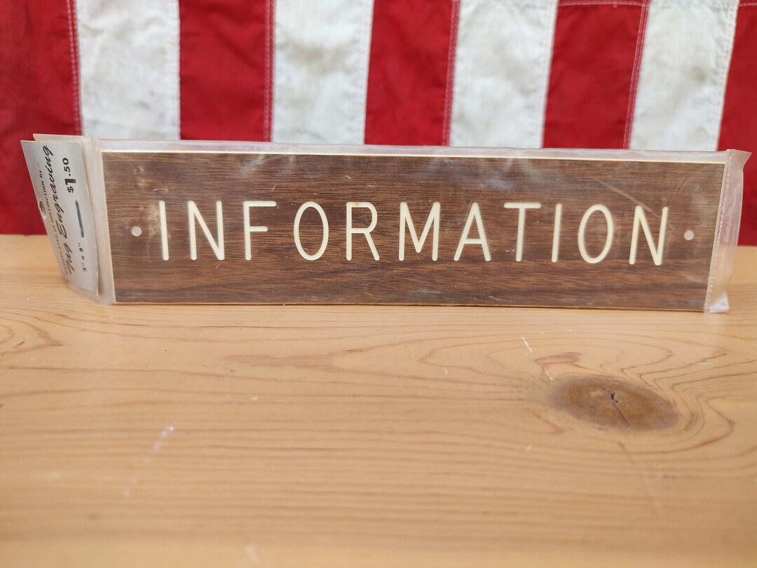 Vintage Plastic New Old Stock INFORMATION Sign - Etsy