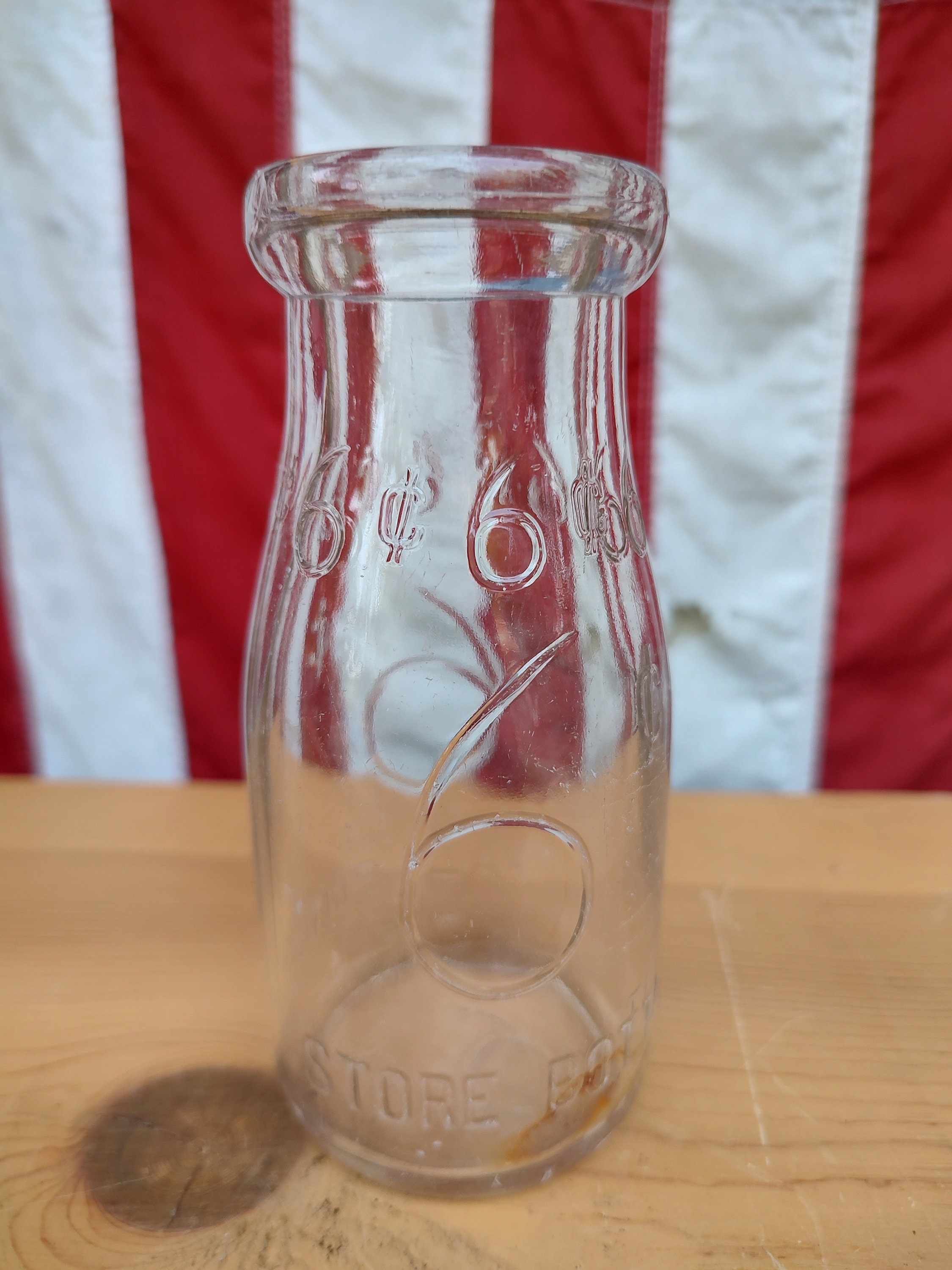 Vintage 6 Cent Glass Milk Bottle - Etsy