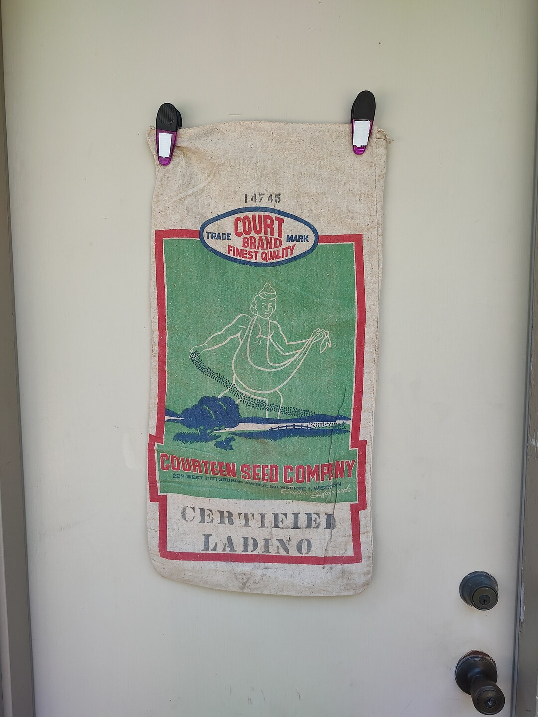 Vintage Courteen Seed Co. Court Brand Cloth Sack Advertising Milwaukee ...