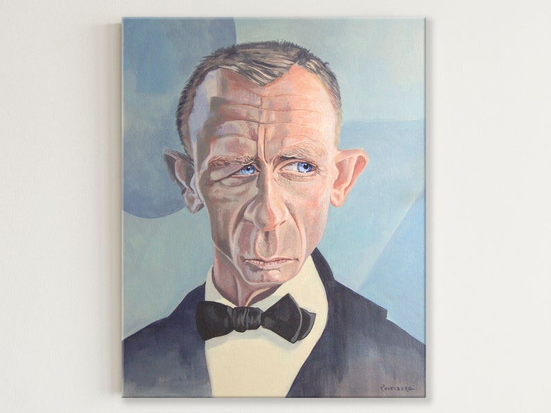 ORIGINAL Painting of Daniel Craig as James Bond 007 Wall Art Movie Home ...