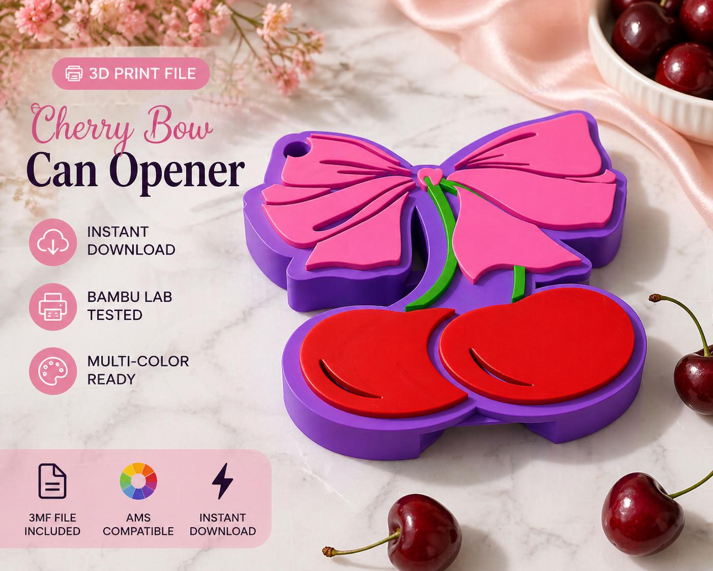 Cherry Bow Can Opener Keychain– 3D Print Digital File - Etsy