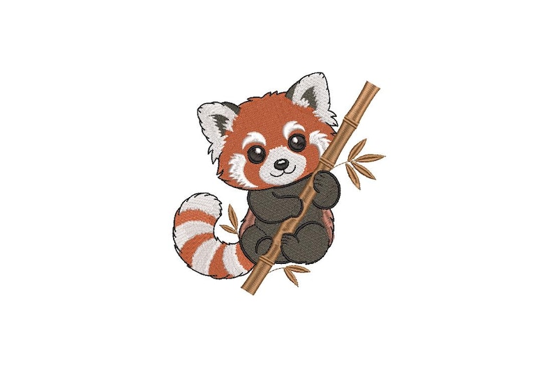 Red Panda Bamboo Embroidery Design | Machine Stitch Files (instant ...