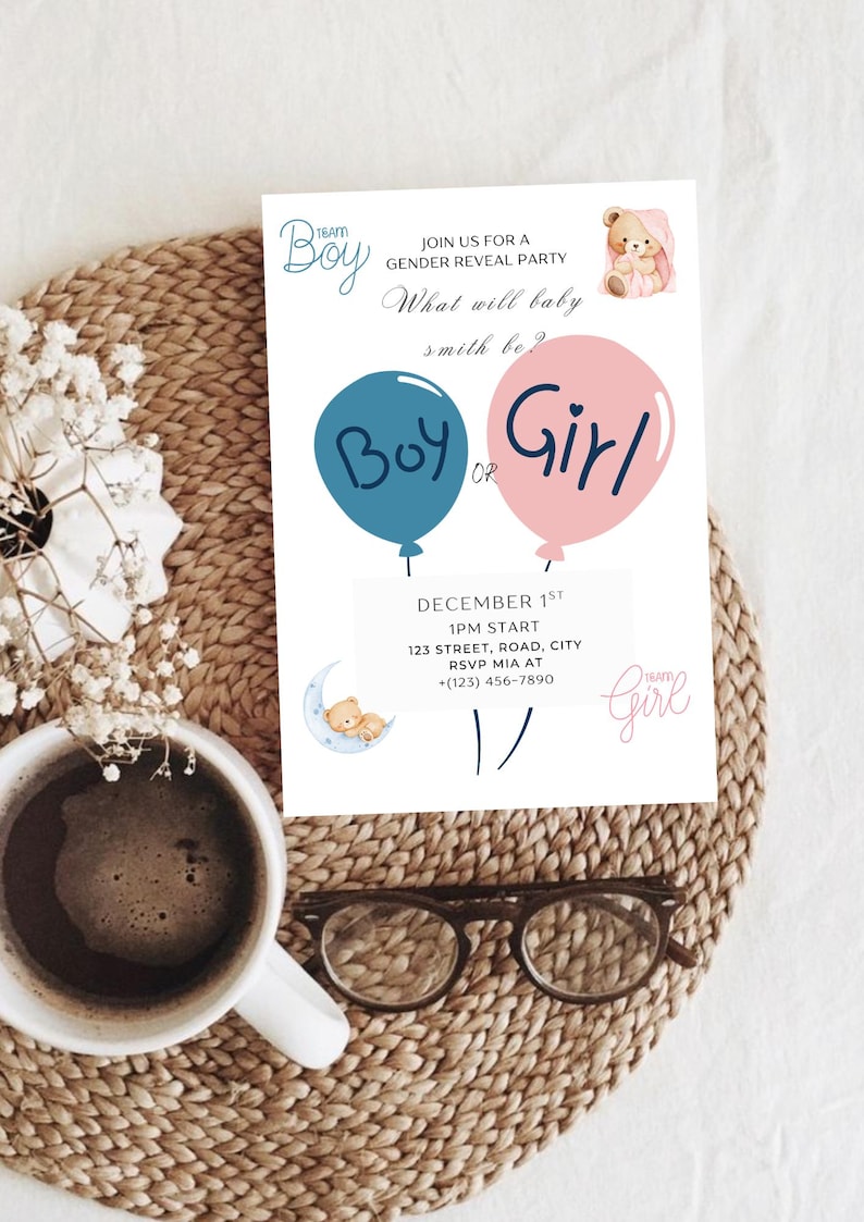Editable Gender Reveal Template - Etsy