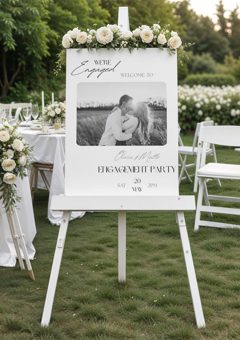 Modern Engagement Welcome Sign Template, Minimalist Party Signage ...