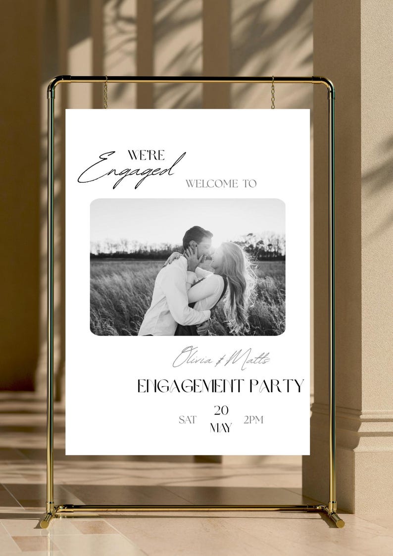 Modern Engagement Welcome Sign Template, Minimalist Party Signage ...