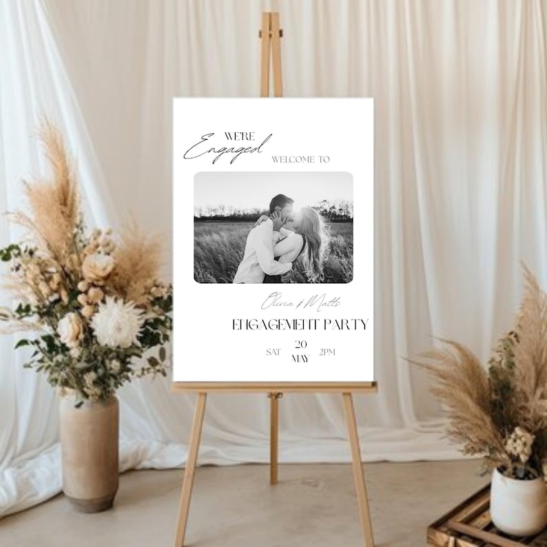 Modern Engagement Welcome Sign Template, Minimalist Party Signage ...