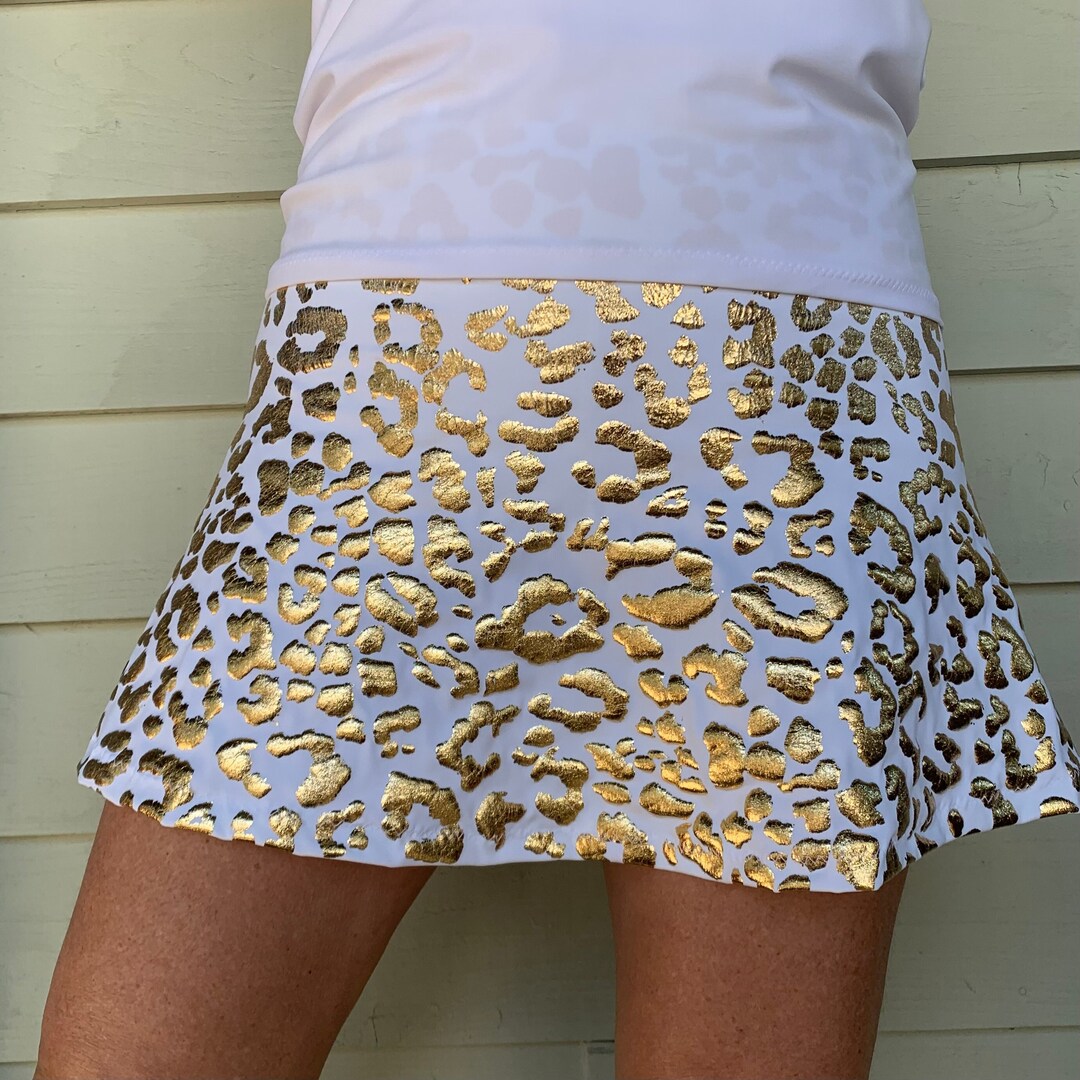 Pickleball Tennis Golf Skort Lucky Dot Designs Gold Foil on White ...