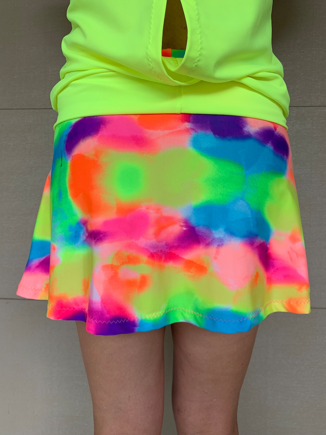 Activewear Skort Bright Neon Tiedye Print Running Pickleball Tennis ...