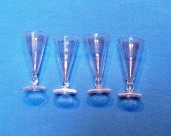 Four 4 Tiny Miniature Plastic Acrylic Stemmed Glasses | Etsy