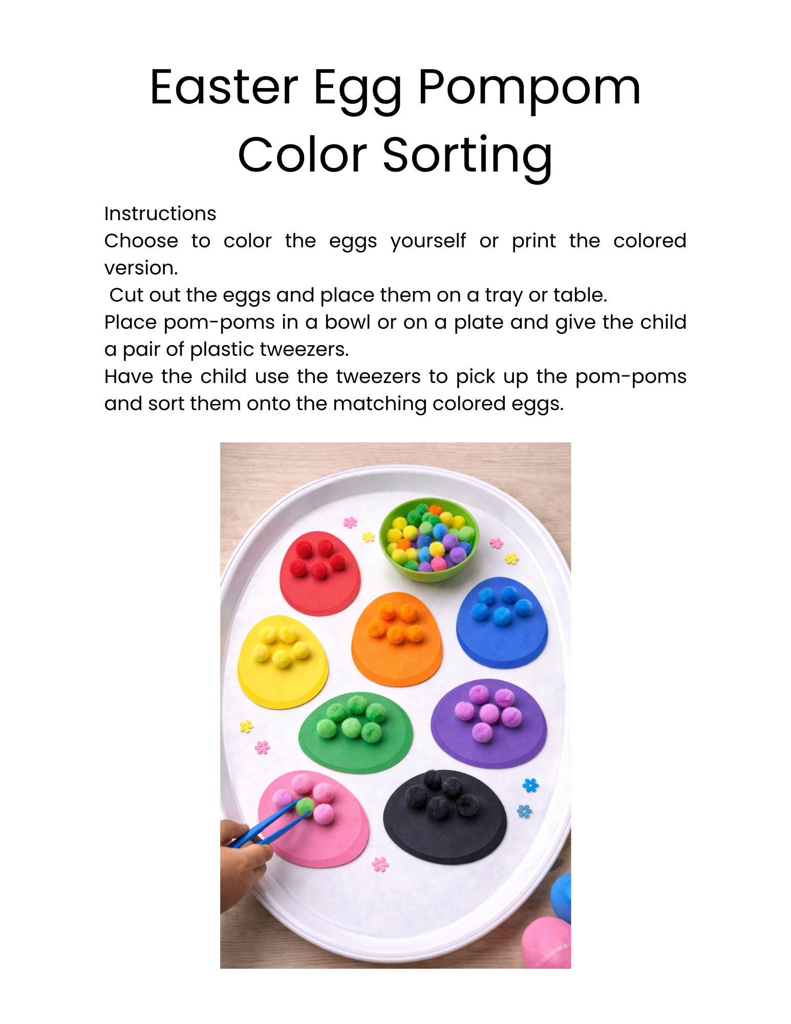 Easter Egg Color Sorting Printable | Fine Motor Activity With Tweezers ...