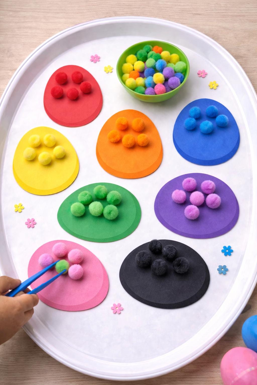 Easter Egg Color Sorting Printable | Fine Motor Activity With Tweezers ...
