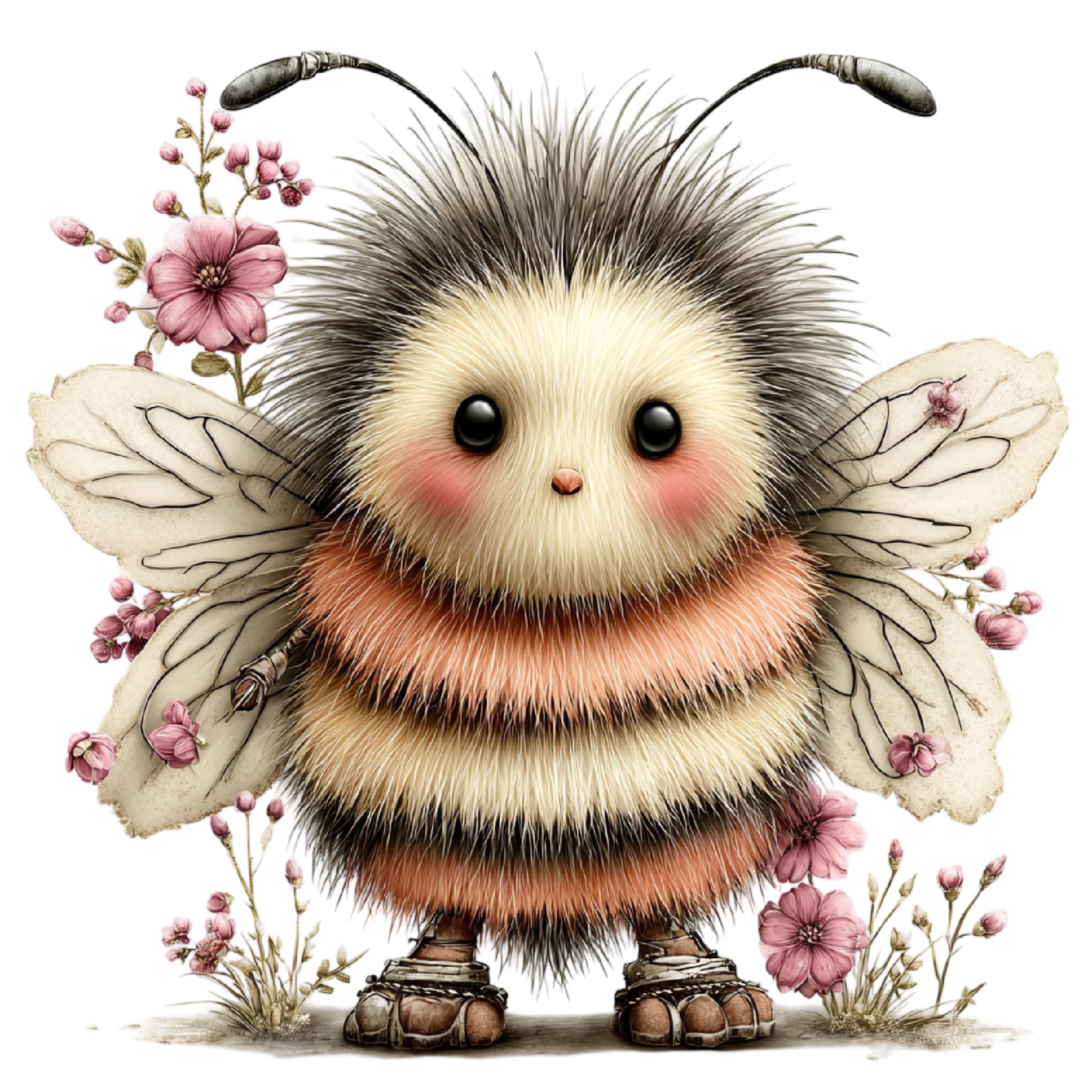 49 PNG Whimsical Spring Bee Clipart Bundle, Cute Floral Bees Pastel ...
