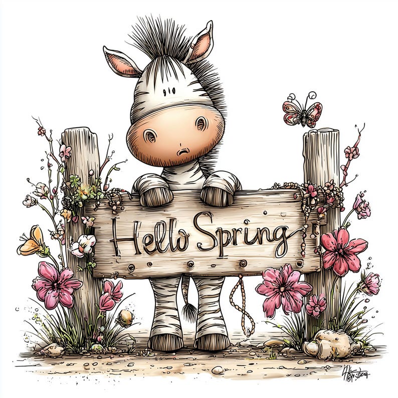 27 JPG Whimsical Hello Spring Animals Clipart, Cute Watercolor Woodland ...