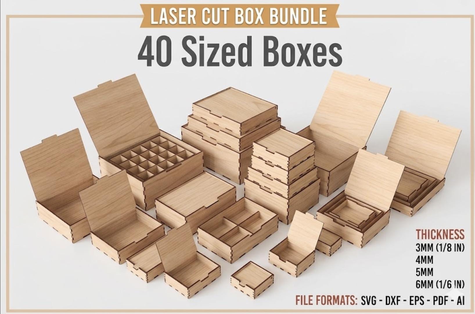 Box Templates, 100+ Box Laser Files Mega Bundle | Svg Dxf Ai Pdf Cdr ...