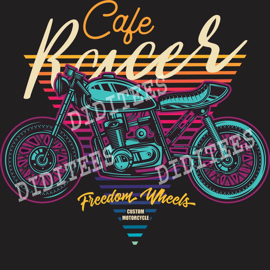 Cafe Racer Motorcycle Digital Artwork Design - Etsy