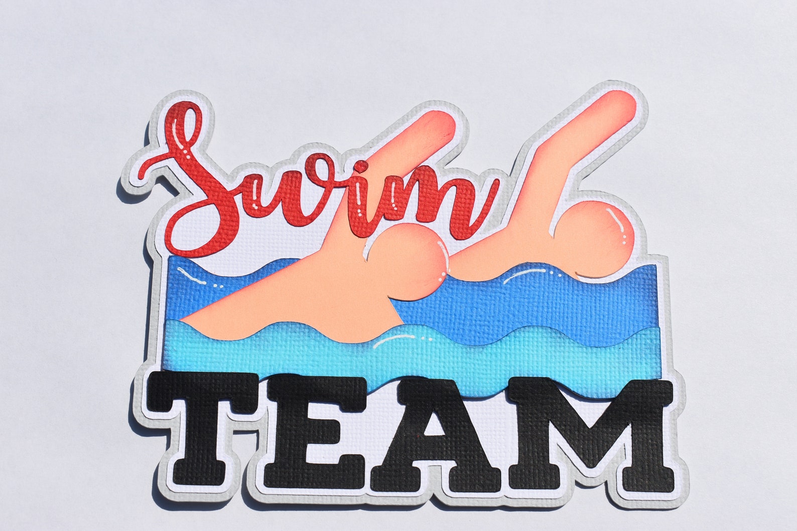 Paper Piecing Swim Team Title, Scrapbook Title, Page, Layout, Die Cut ...