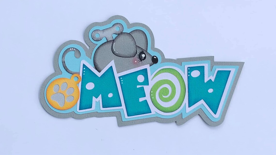 Meow, Paper Piecing for Cat Scrapbook, Layout, Mouse - Etsy