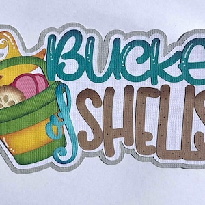 Scrapbook Title Bucket of Shells, Vacation, Beach, Travel, Ocean, Paper ...