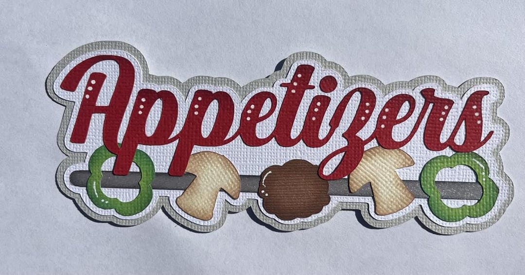 Scrapbook Title, Appetizer, Restaurant, Cookbook, Paper Piecing, Die ...