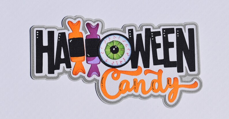 Halloween Candy Paper Piecing Title, Die Cut, Scrapbook Title, Reddie13 ...