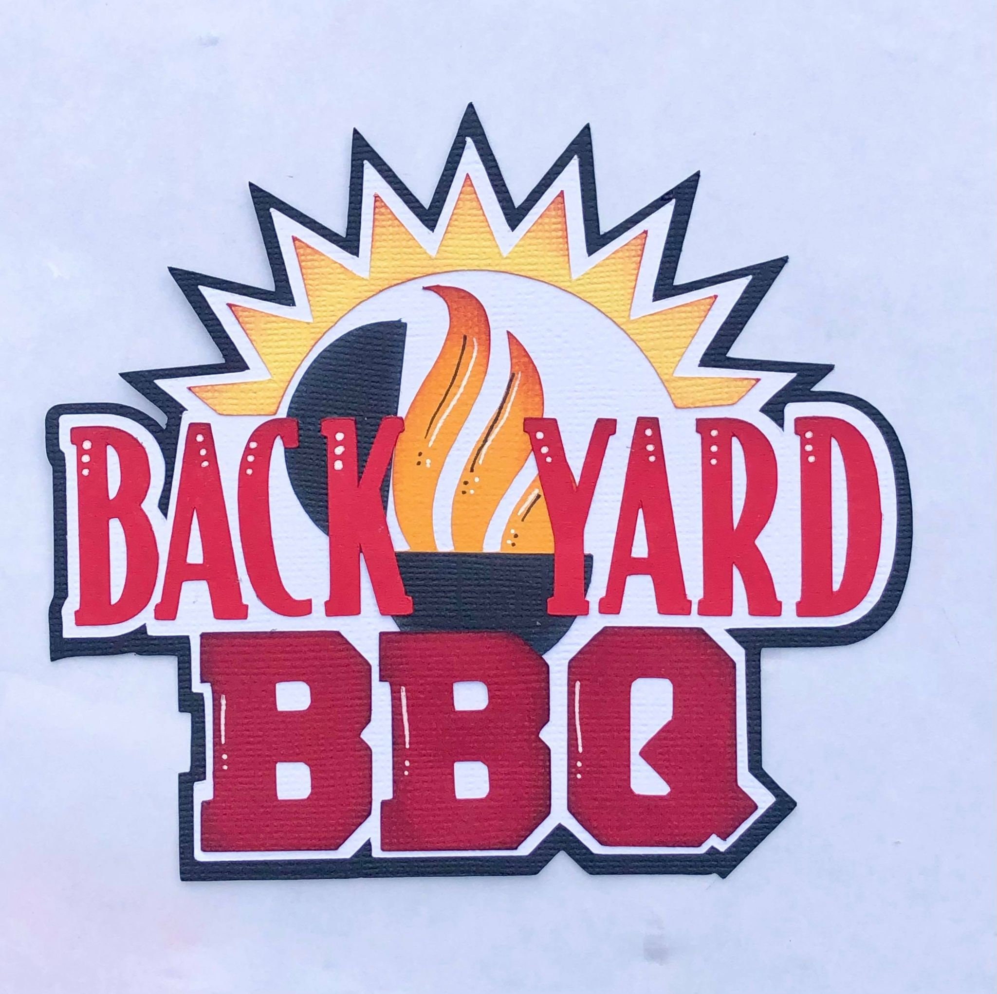 Paper piecing backyard BBQ Title Scrapbook Page Layout | Etsy