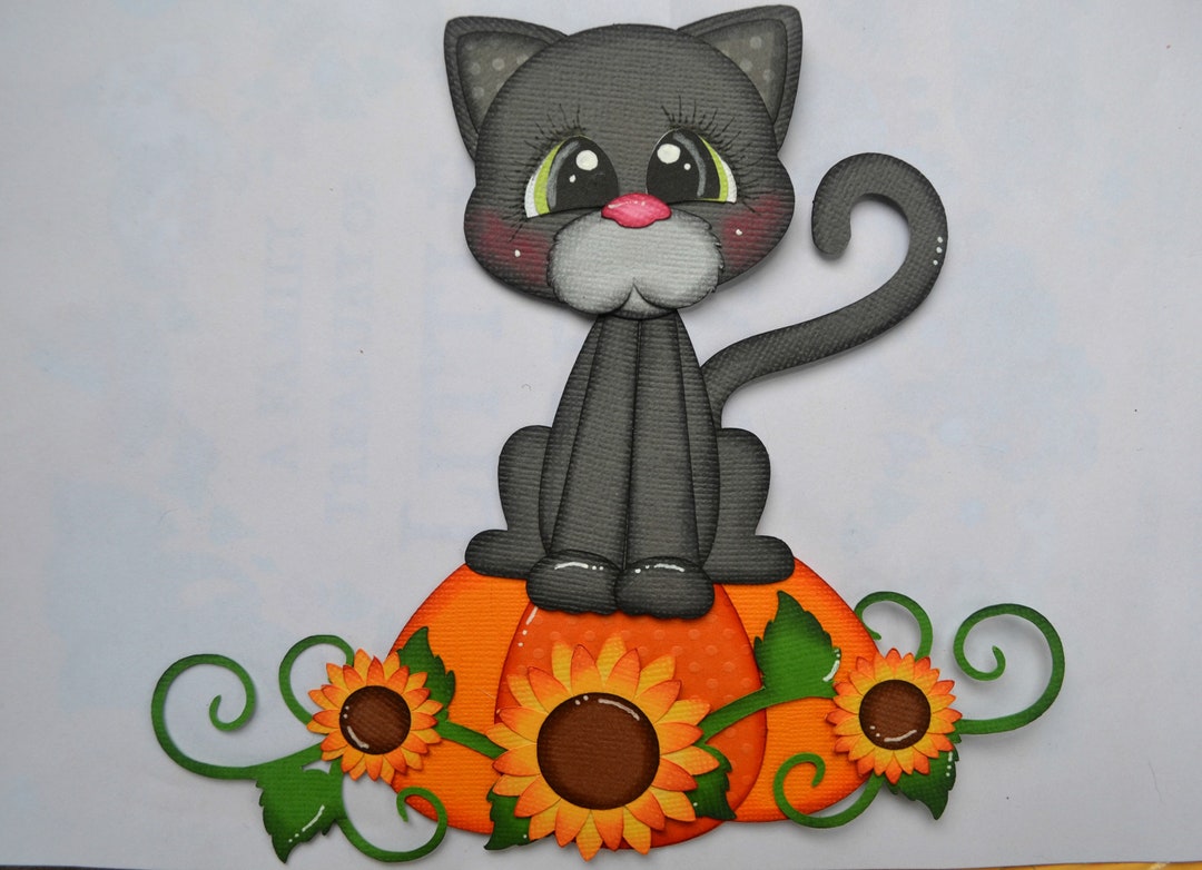 Paper Piecing Cat on Pumpkin, Fall, Halloween, Scrapbook, Page, Layout ...