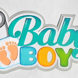 Paper Piecing Title Baby Boy, for Premade Scrapbook Title Page, Layout ...
