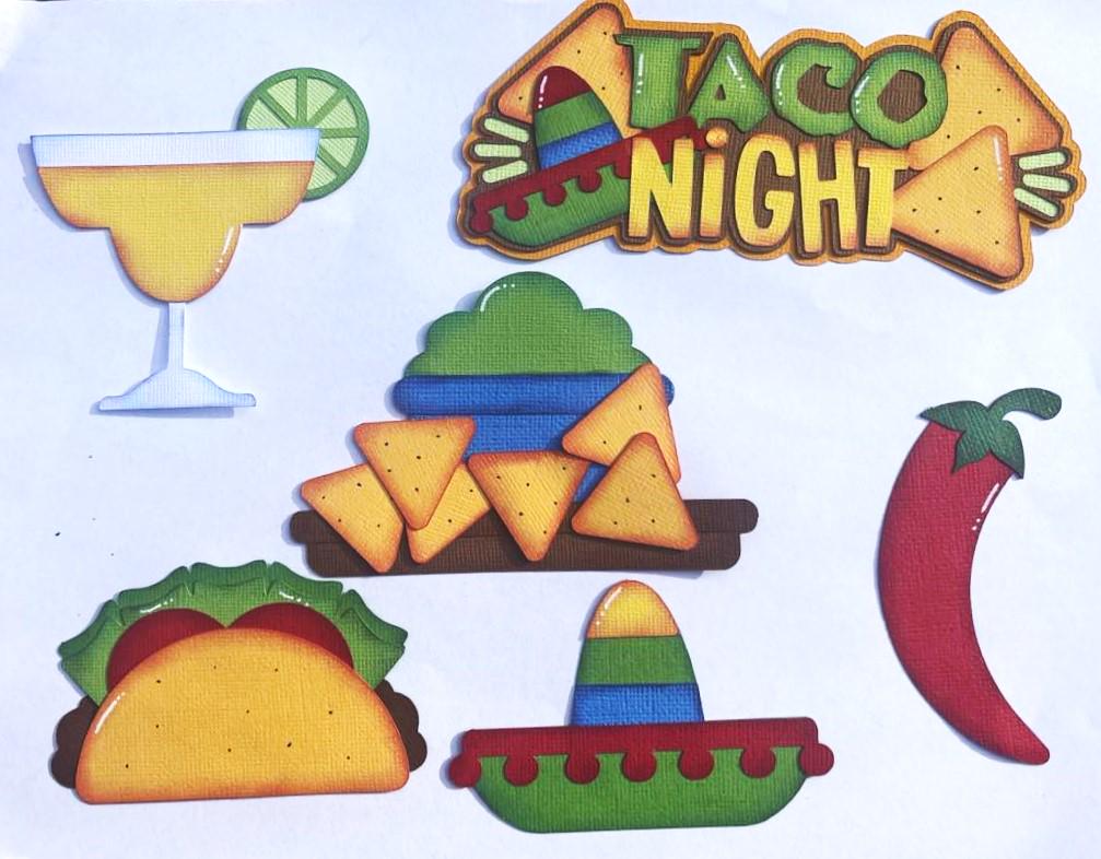 Scrapbook Title, Taco Night, Mexican Food, Paper Piecing, Die Cut ...