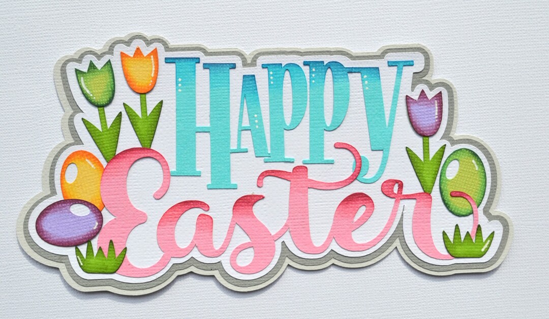 Scrapbook Title, Happy Easter, Paper Piecing Die Cut, Reddie13 - Etsy