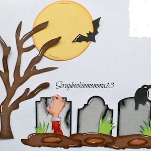 Paper Piecing Graveyard Scene, Halloween, Zombies, Scrapbook, Page ...