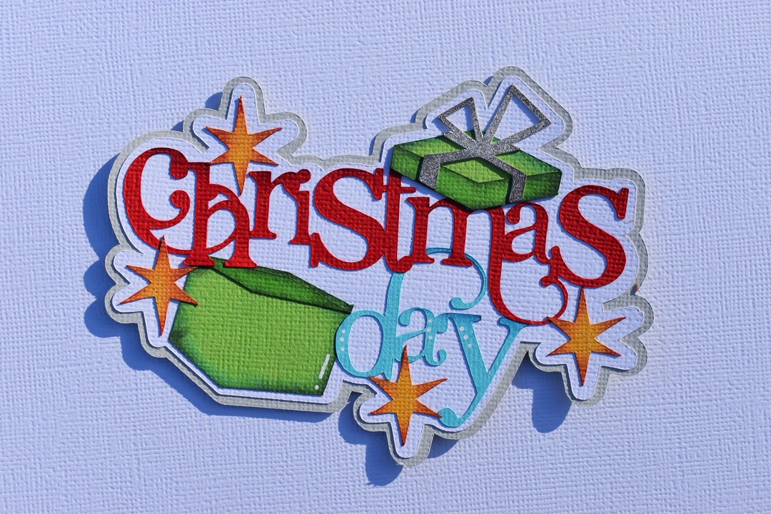 Scrapbook Title, Christmas Day With Gifts, Paper Piecing, Die Cut ...