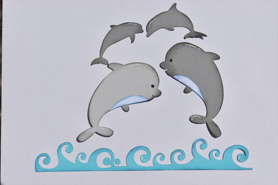 Paper Piecing Dolphin Accent Set, Waves, Shadows, Swimming, Scrapbook ...