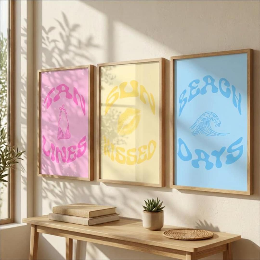 Sunkissed Blue, Yellow, and Pink Poster Collection / Instant Download ...
