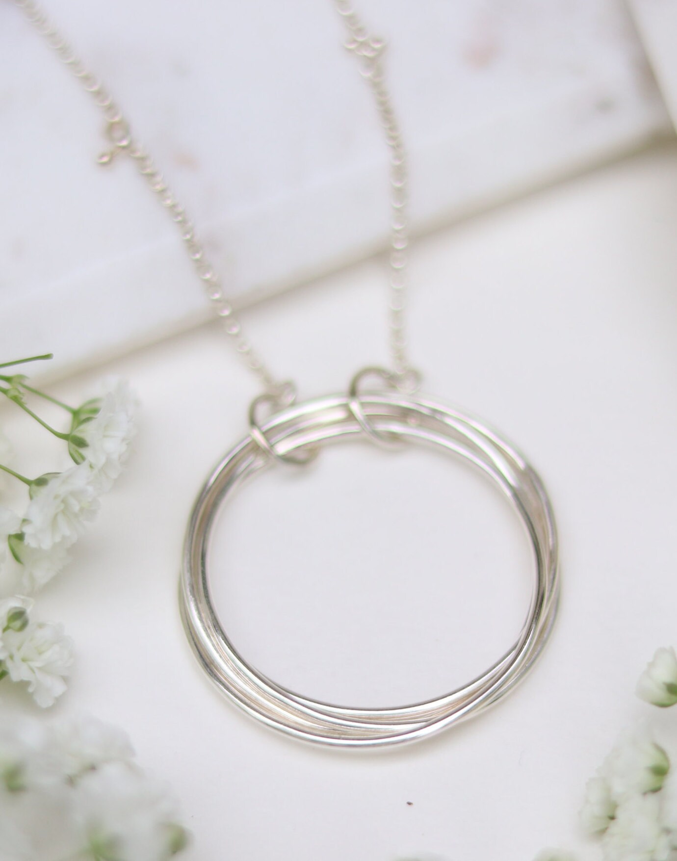 Multi Interlink Rings Sterling Silver Necklace - Etsy
