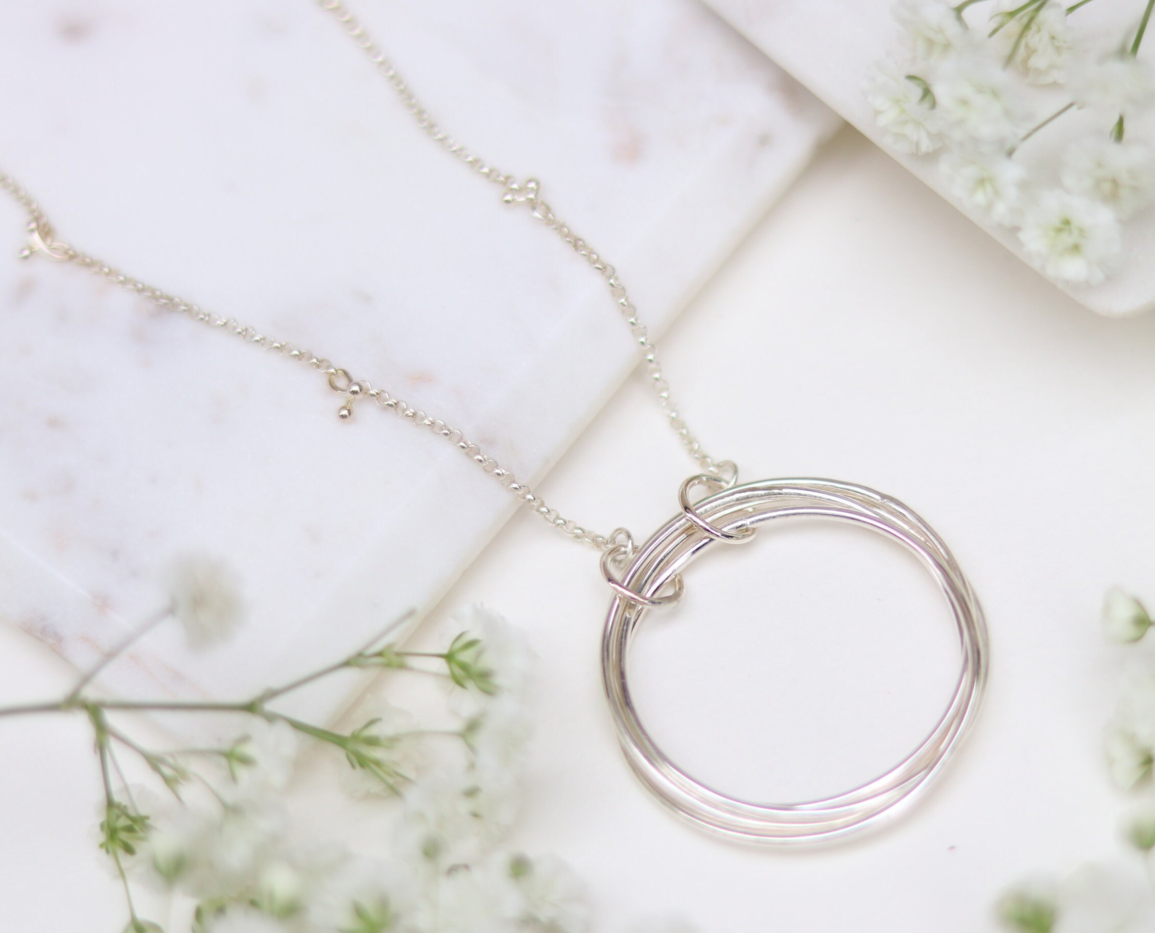 Multi Interlink Rings Sterling Silver Necklace - Etsy