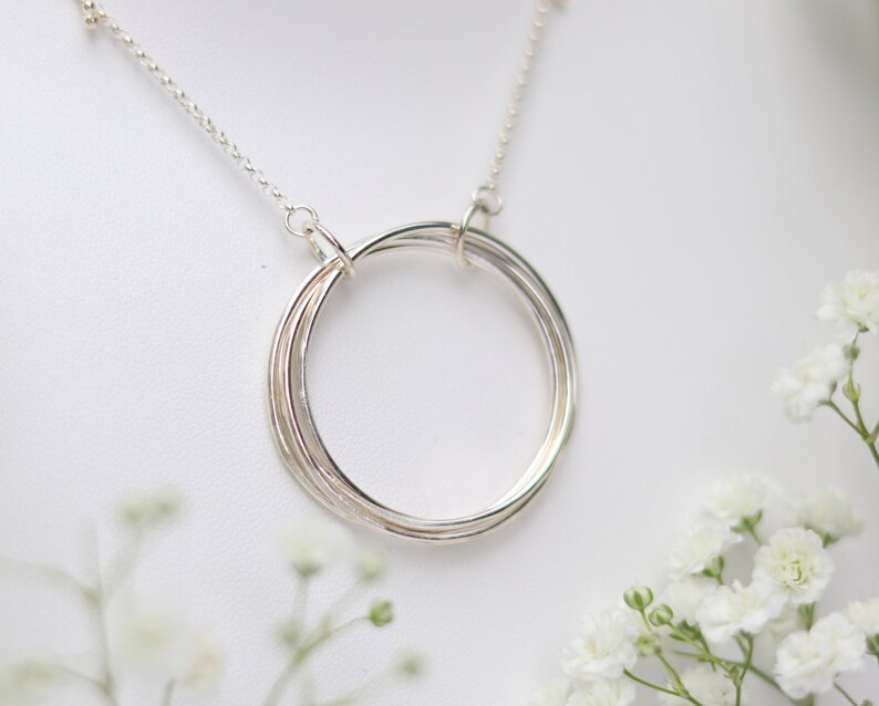 Multi Interlink Rings Sterling Silver Necklace - Etsy