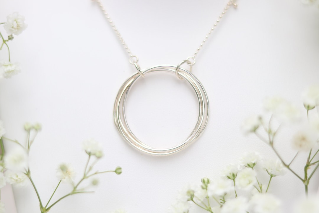 Multi Interlink Rings Sterling Silver Necklace - Etsy