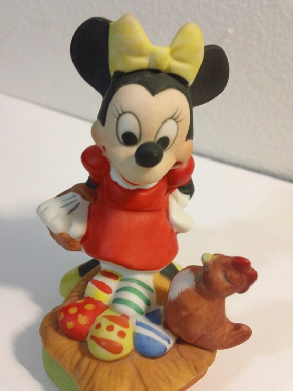 Vintage Minnie Mouse With Chicken & Eggs Ceramic Figurine - Etsy
