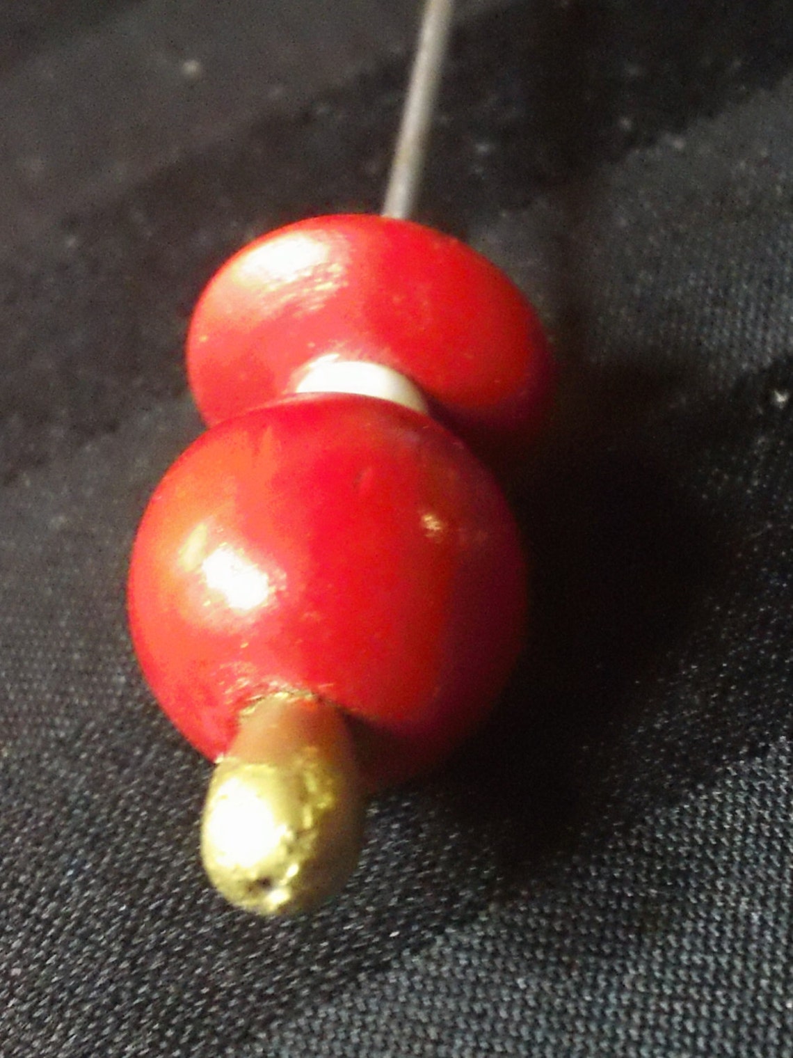 Vintage Red and White Beaded Hat Pin Retro Handmade Long | Etsy