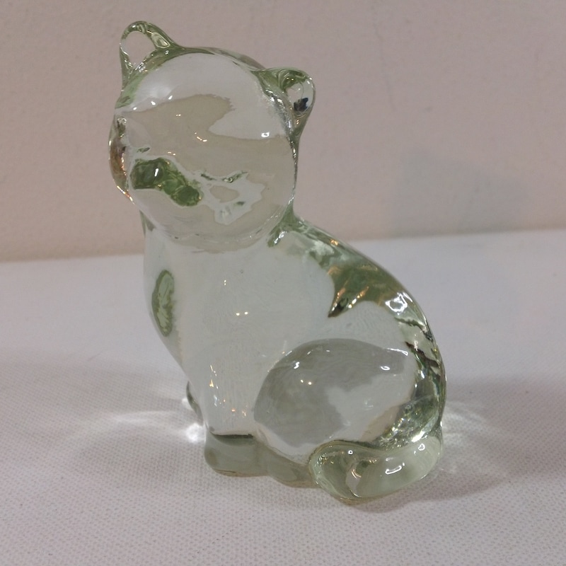 Glass Cat Figurine - Etsy