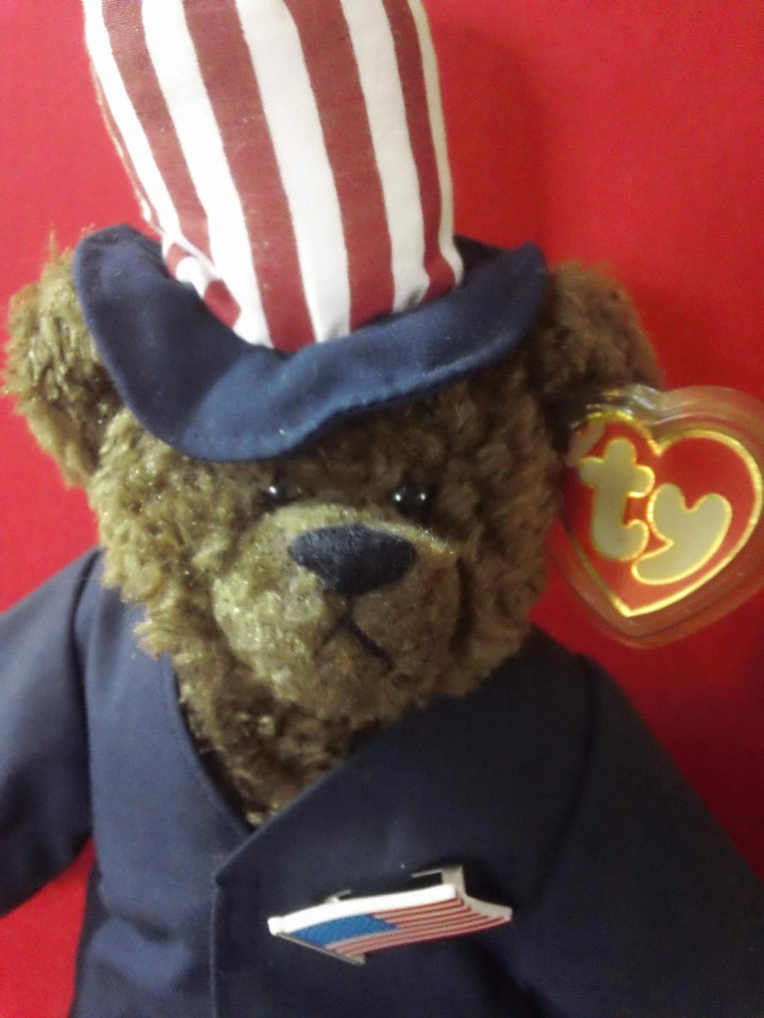 Samuel Ty Attic Treasures Collection Jointed Brown Patriotic Teddy Bear ...