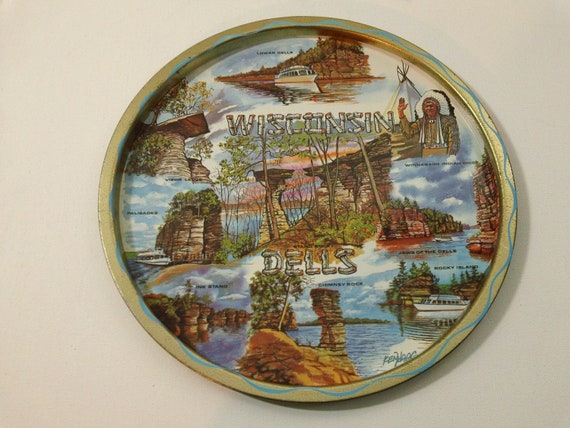 Vintage Wisconsin Dells Souvenir 11 Metal Tray - Etsy