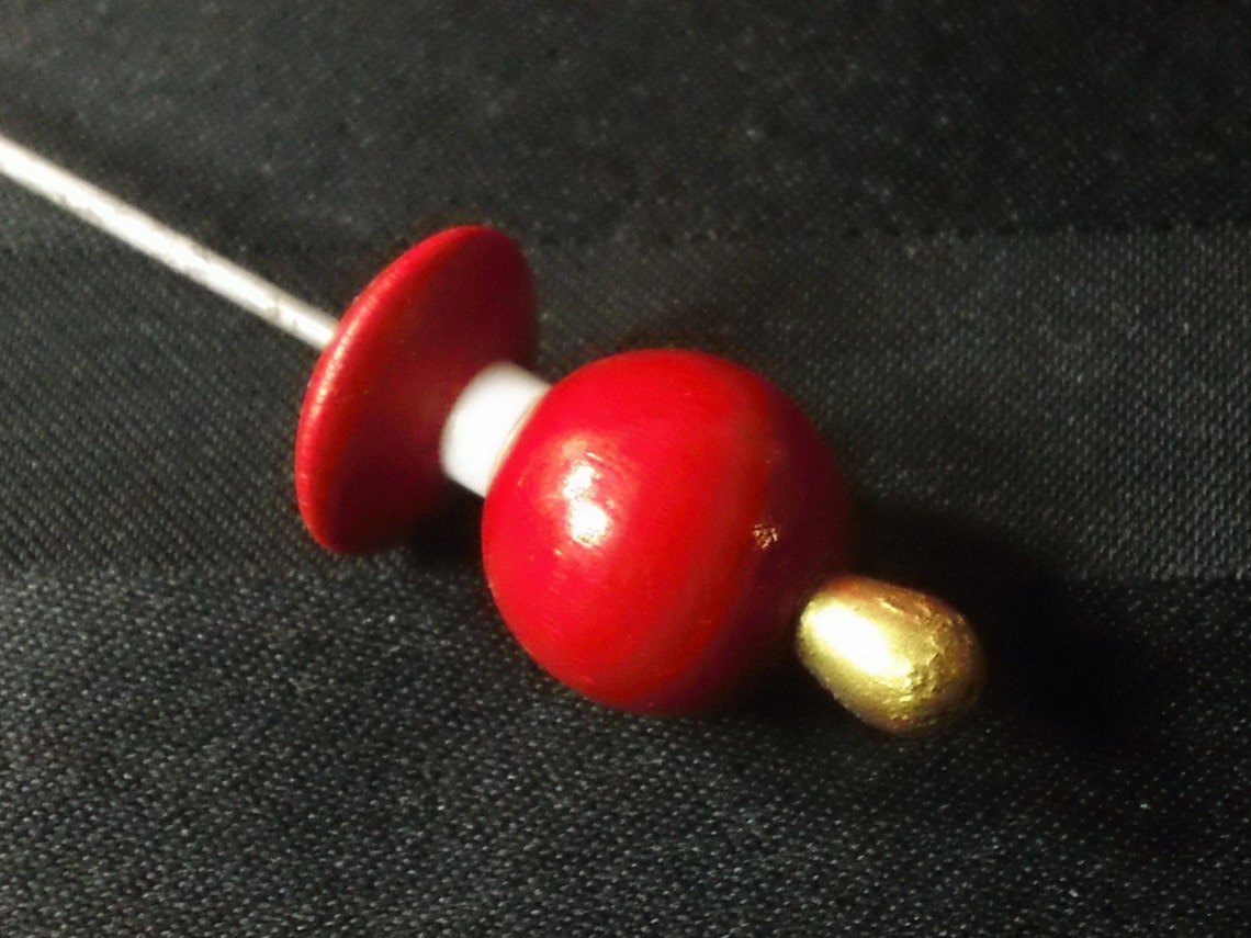 Vintage Red and White Beaded Hat Pin Retro Handmade Long - Etsy