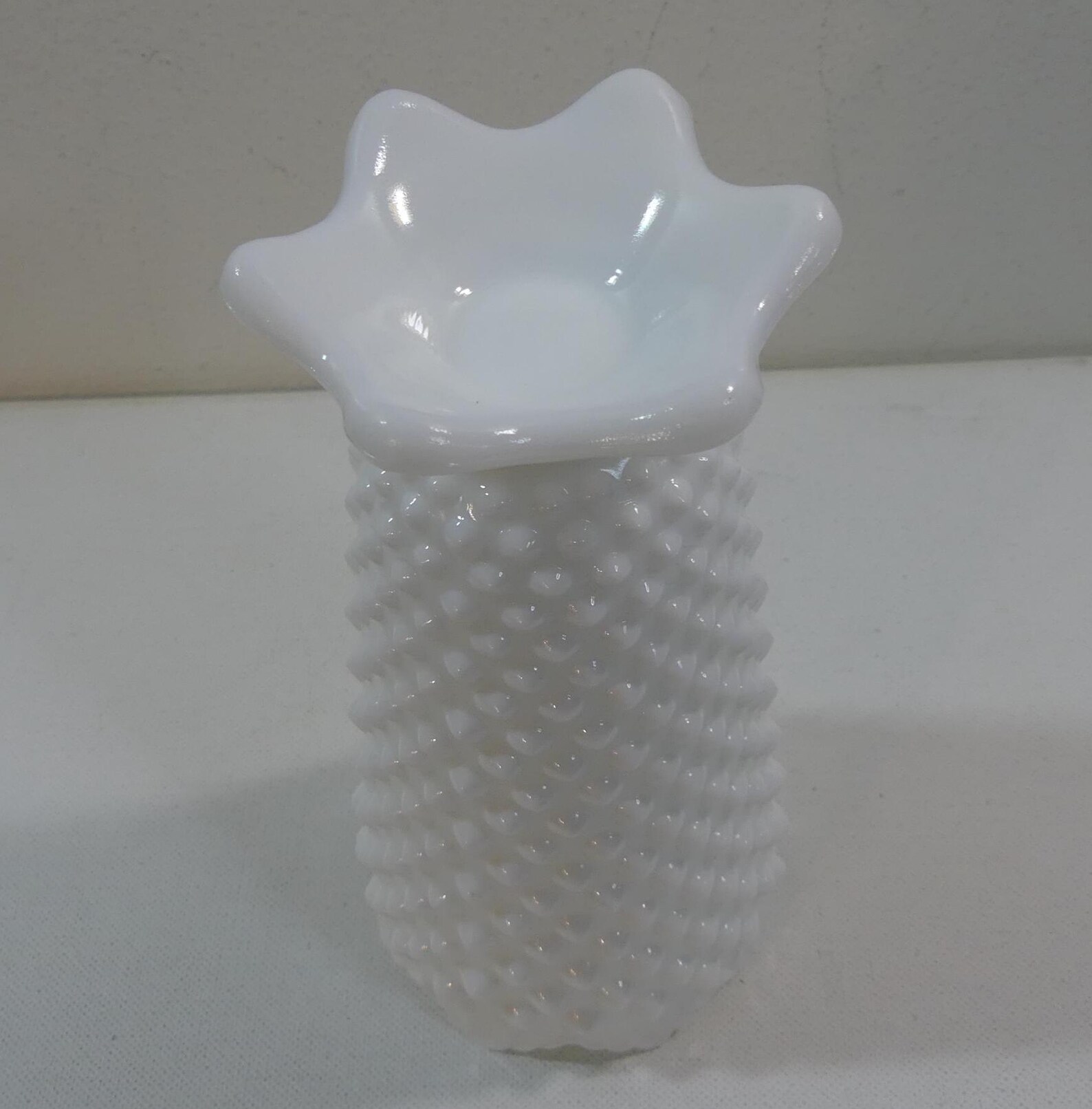 Vintage Fenton Hobnail Pattern Milk Glass 7" Crown Top Vase #3657 MI - Etsy