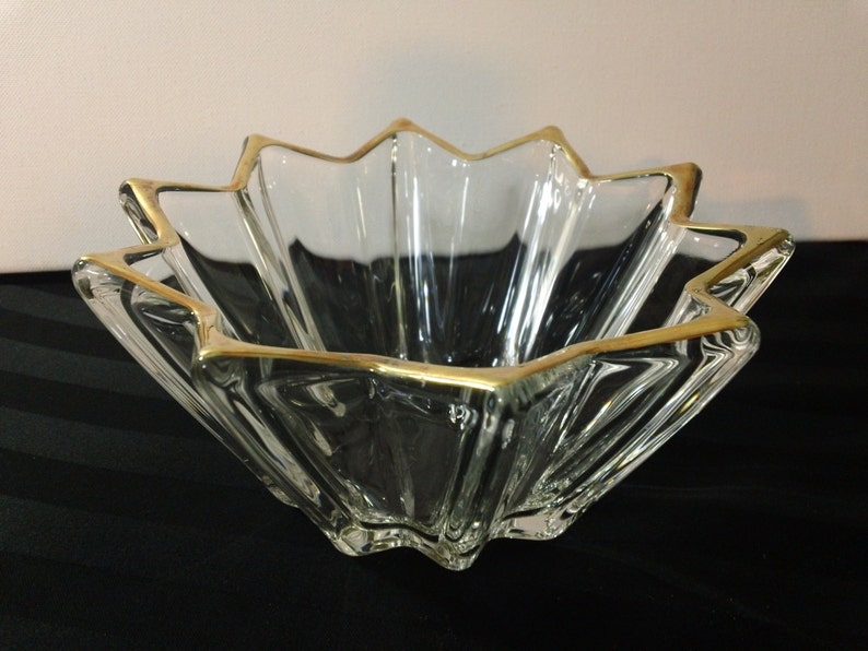 Star or Sun-shaped Clear Glass Bowl / Candy Dish With Gold Rim - Etsy