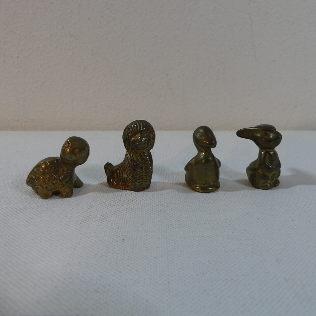 Miniature Solid Brass Animal Figurine ~ Your Choice: Turtle, Dog, Duck ...